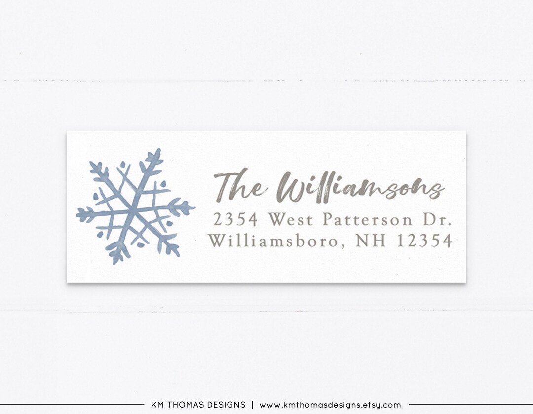 Printable Return Address Label With Snowflake, Holiday Address Label ...