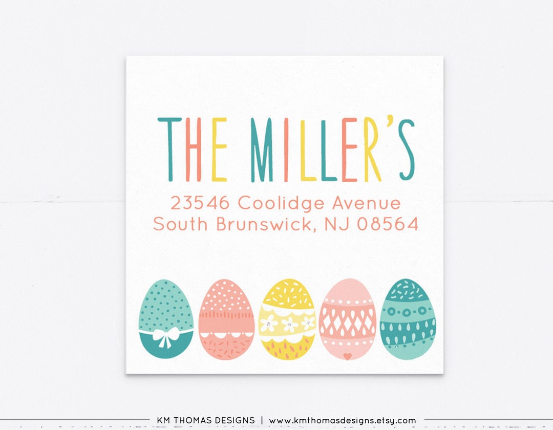 Easter Egg Return Address Label, Easter Mail Return Sticker Square ...