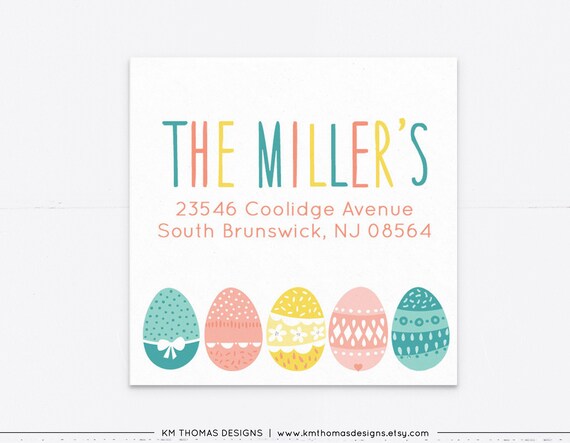 Easter Egg Return Address Label Easter Mail Return Sticker | Etsy