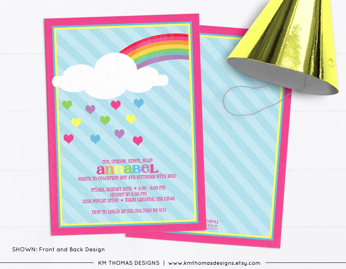 Printable Rainbow Birthday Invitation BD110 | Etsy