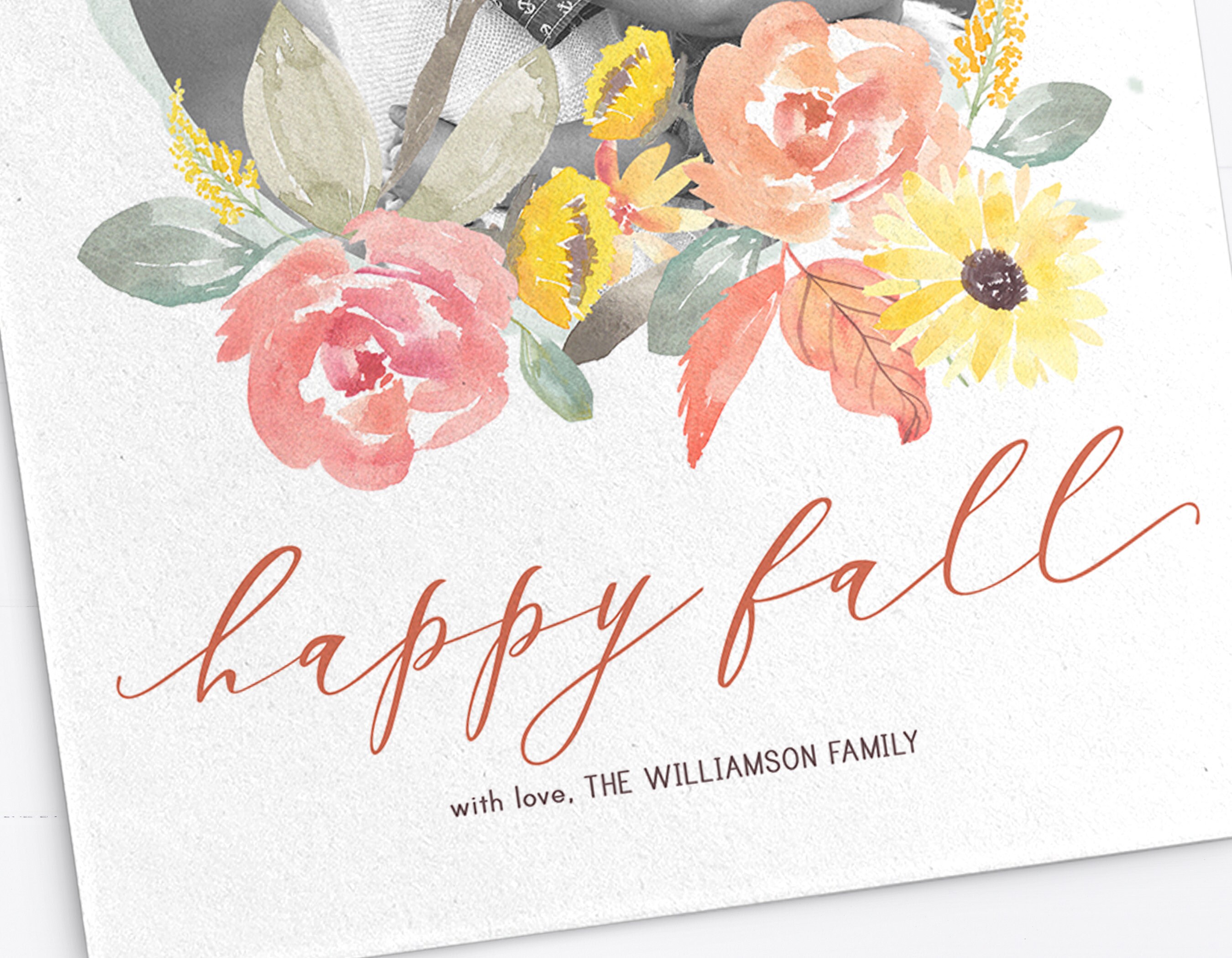 Printable Autumn Greeting Card with Photo Fall Photo Card | Etsy