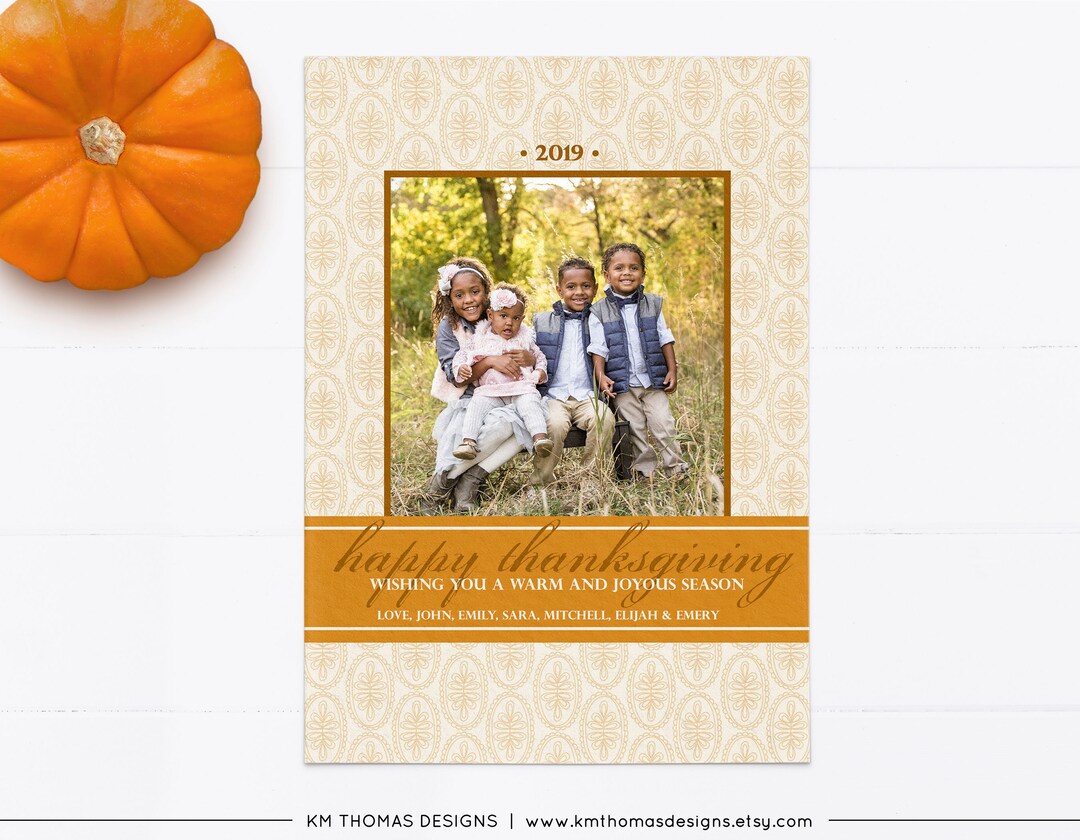 Thanksgiving Photo Card, Orange Fall Holiday Card, FA107 - Etsy