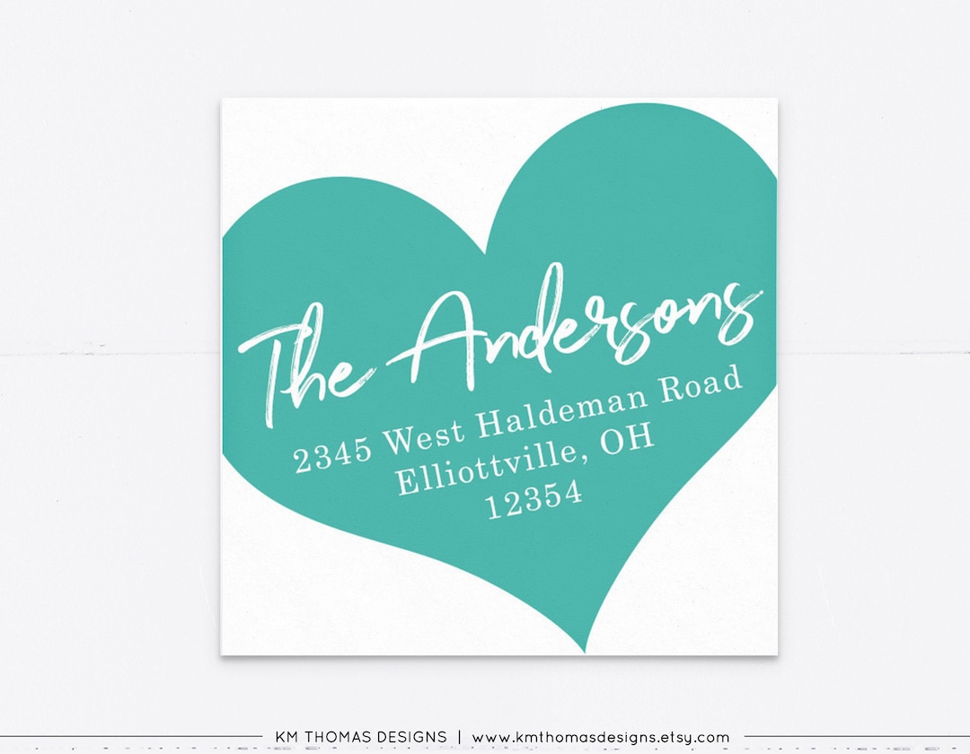 Heart Address Return Label, Printable Valentine Sticker Label, VA107 - Etsy