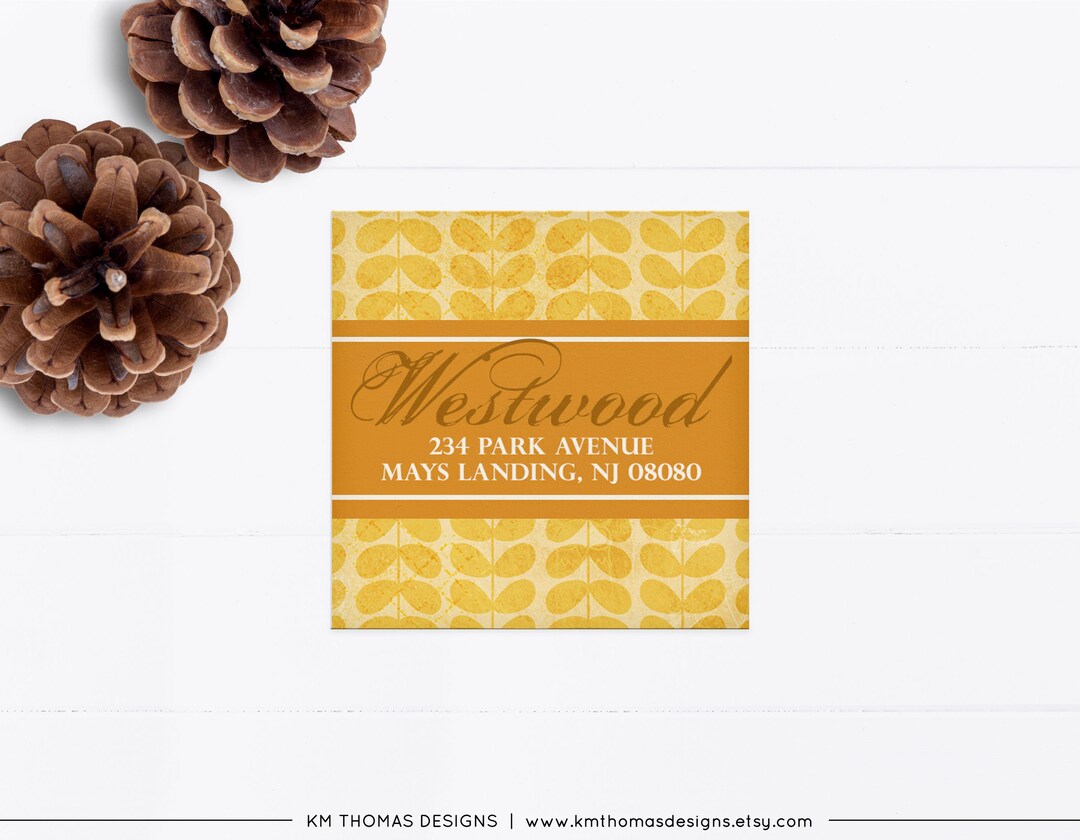 Orange Return Address Label Printable, Square Fall Label, FA107 - Etsy