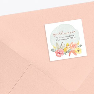 Floral Return Address Label, Printable Square Label, Autumn Mailing ...