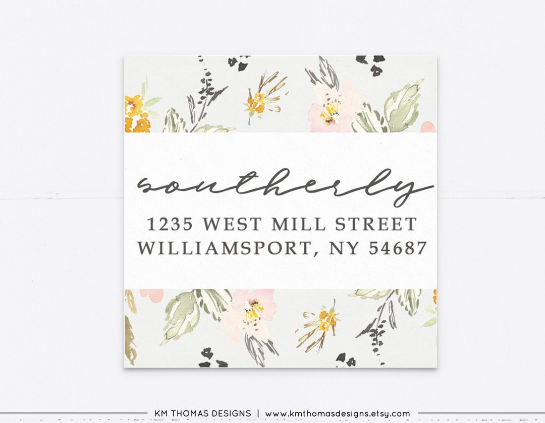Return Address Label With Flowers, Floral Return Mail Sticker, EA108 - Etsy