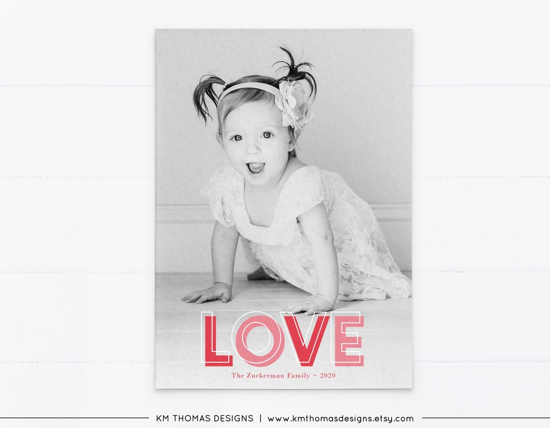 Red Valentine Photo Card Printable, Love Valentines Day Card With Photo ...