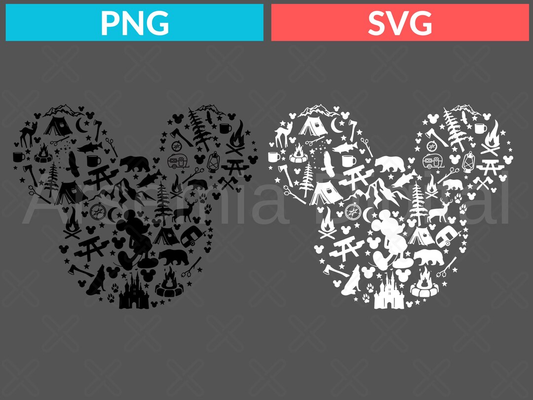 Mickey Mouse Camping SVG PNG: Cartoon Character Cut File (digital ...