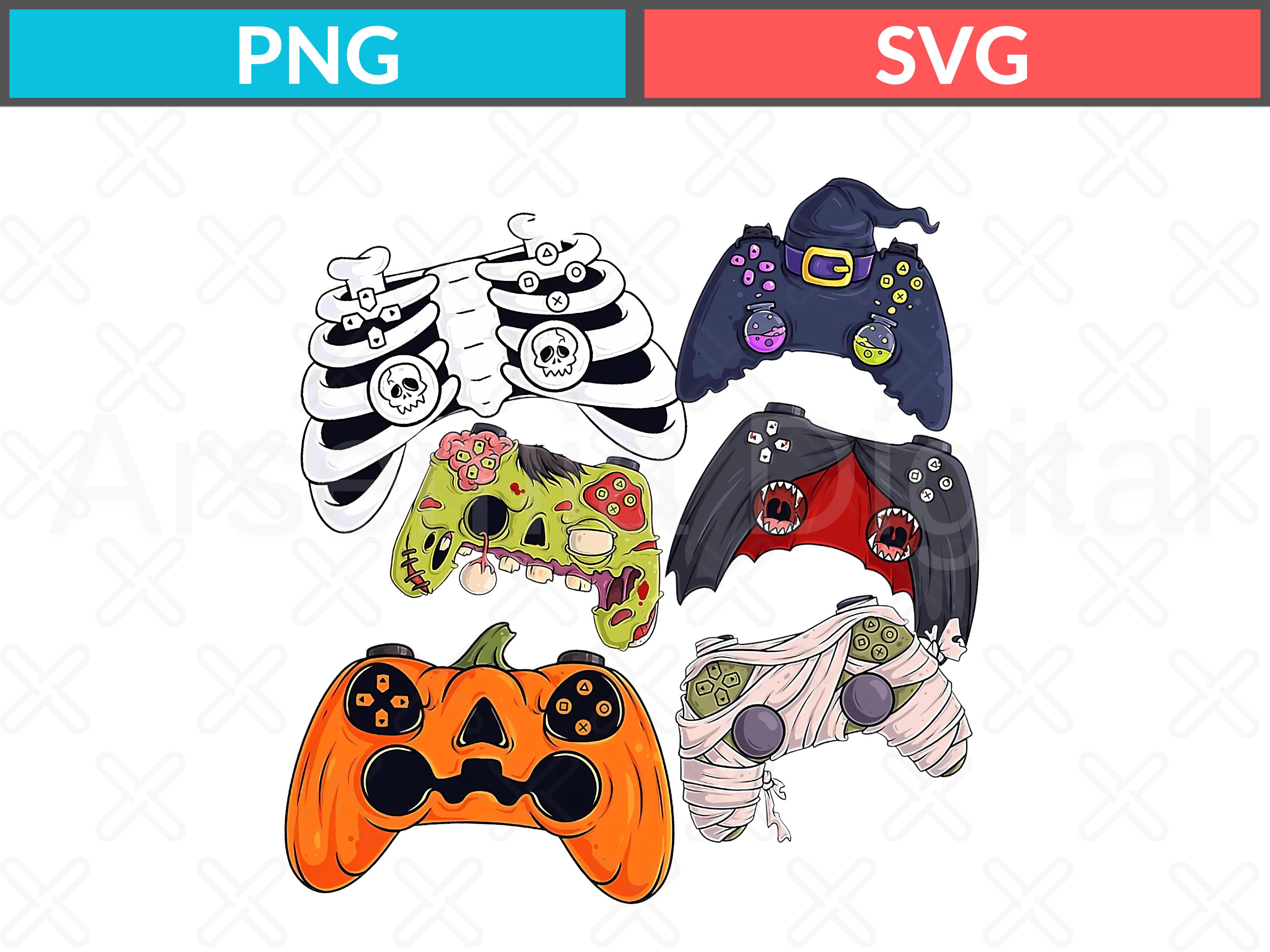 Retro Halloween Gaming Controller Svg Skeleton Zombie Halloween ...