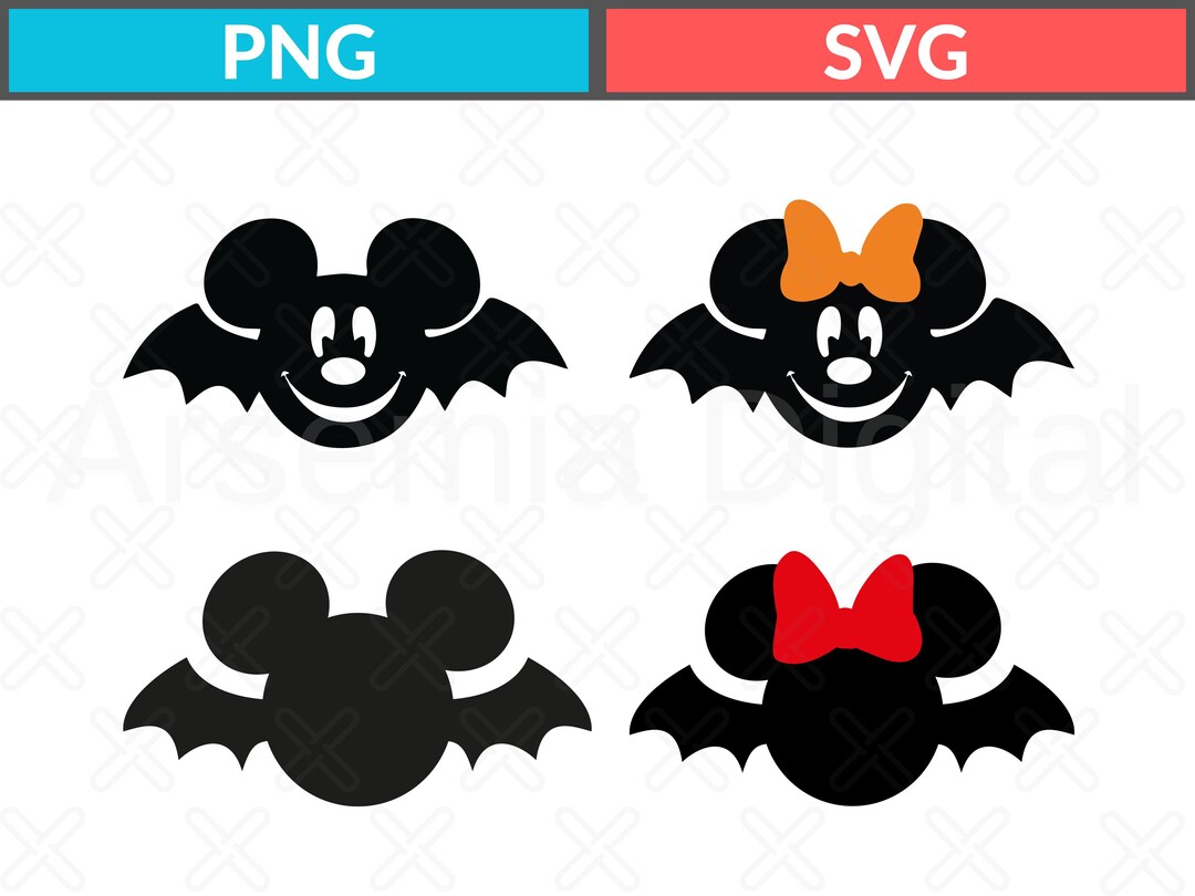 Halloween Bat Mouse SVG Bundle, Mickey Minnie Cut Files (digital ...
