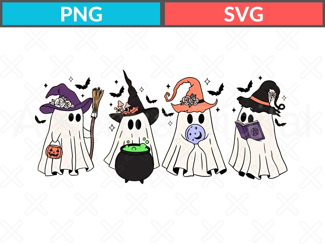 Witch Ghosts Svg, Halloween Ghosts Png, Cute Ghost Svg, Halloween Witch ...