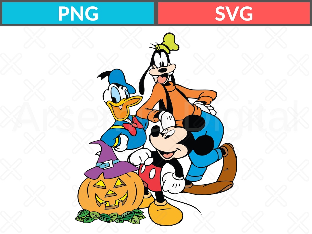 Mickey, Donald, Goofy Halloween Clipart – Disney Pumpkin SVG PNG ...
