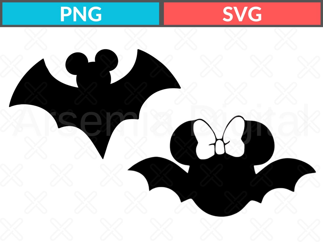 Mouse Bat Svg, Halloween Png, Halloween Svg, Mickey and Minnie Digital ...