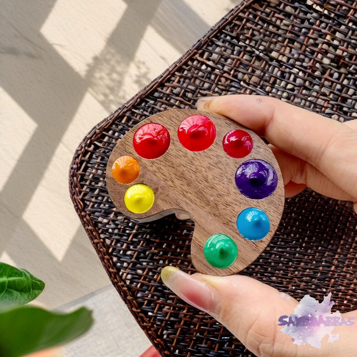 Personalized Mini Paint Palette, 8 Wells, Watercolor Dispensing Wooden ...