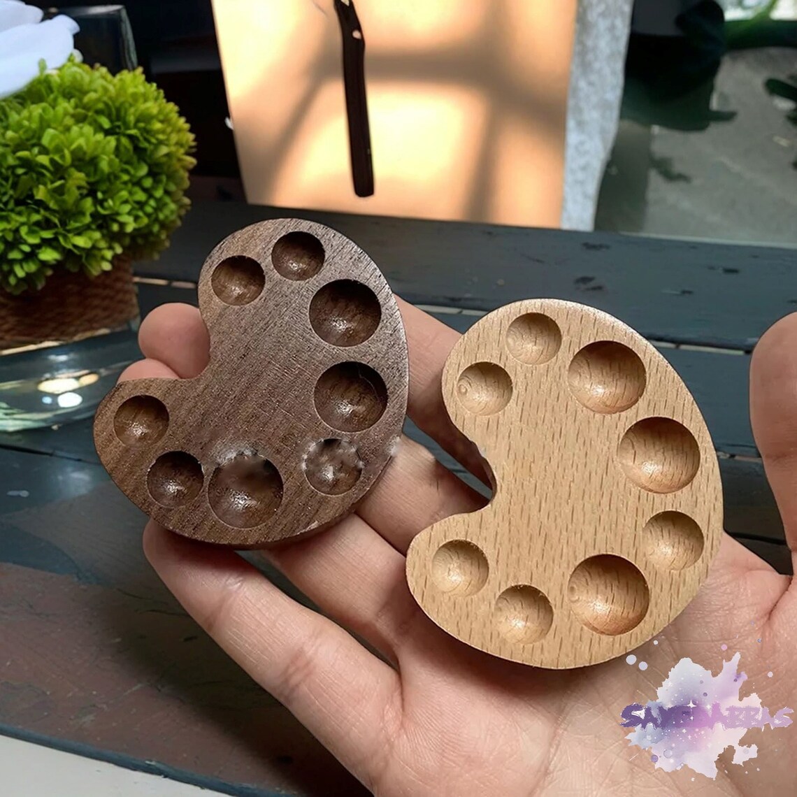 Personalized Mini Paint Palette, 8 Wells, Watercolor Dispensing Wooden ...