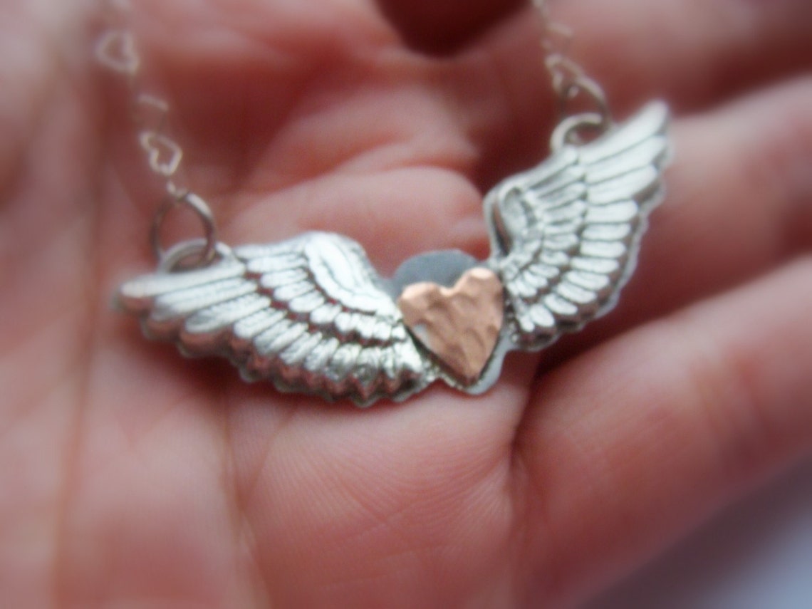 Winged Heart Silver Necklace Winged Heart Necklace | Etsy