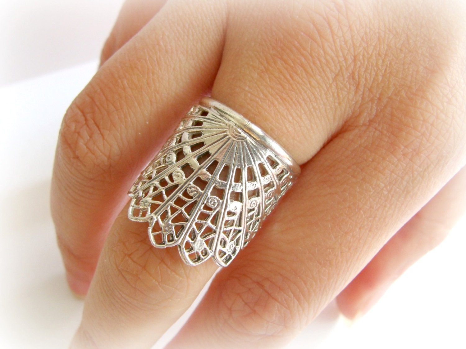 Armor Ring Sterling Silver Lace Metalwork Ring Sterling - Etsy