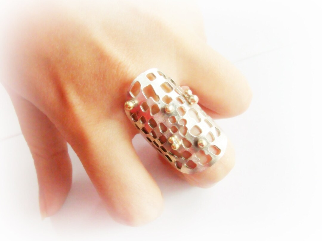 Modern Armor Ring - Armor Ring Sterling Silver - Half Finger Ring ...