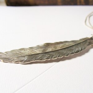Big Silver Feather Necklace - Native American Silver Jewelry - Angel ...
