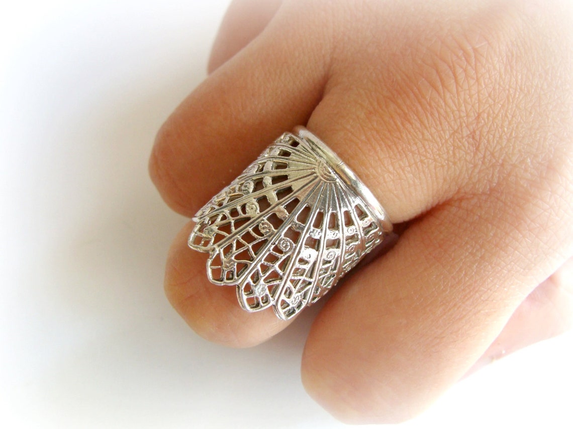 Armor Ring Sterling Silver Lace Metalwork Ring Sterling - Etsy