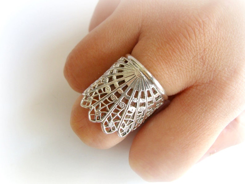 Armor Ring Sterling Silver Lace Metalwork Ring Sterling - Etsy