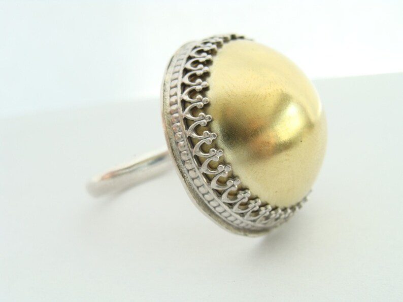High Dome Ring Silver and Brass Dome Ring Statement Ring | Etsy