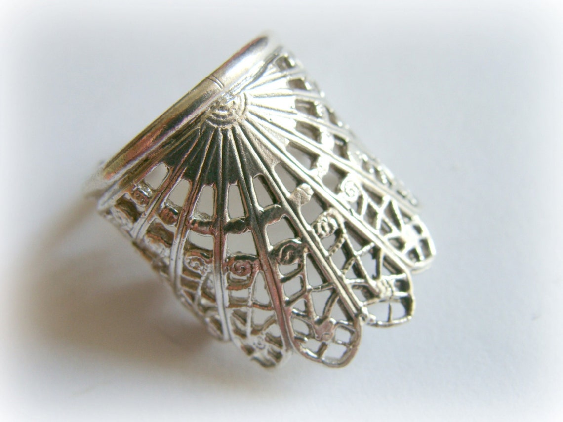 Armor Ring Sterling Silver Lace Metalwork Ring Sterling - Etsy