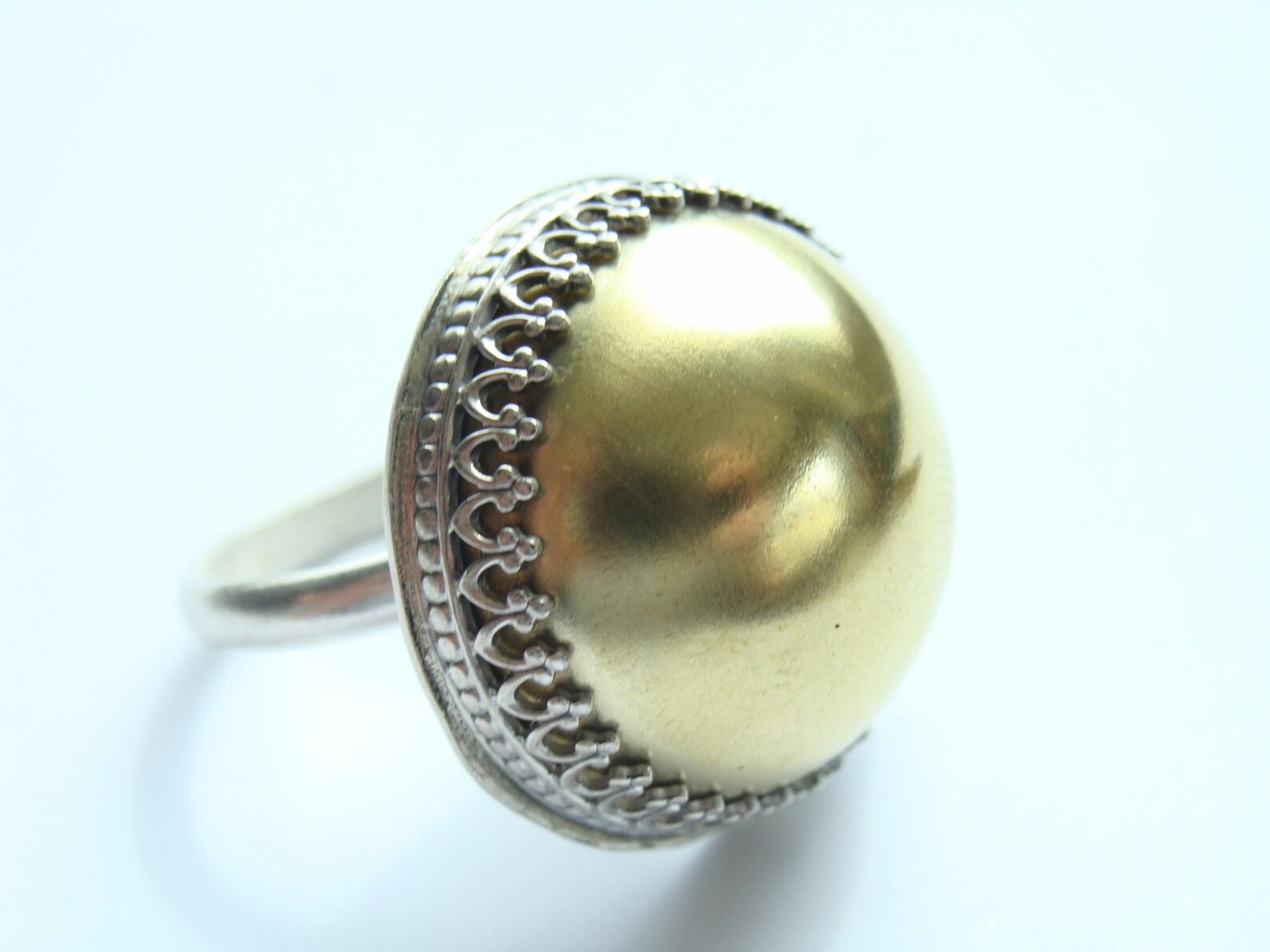 High Dome Ring Silver and Brass Dome Ring Statement Ring | Etsy