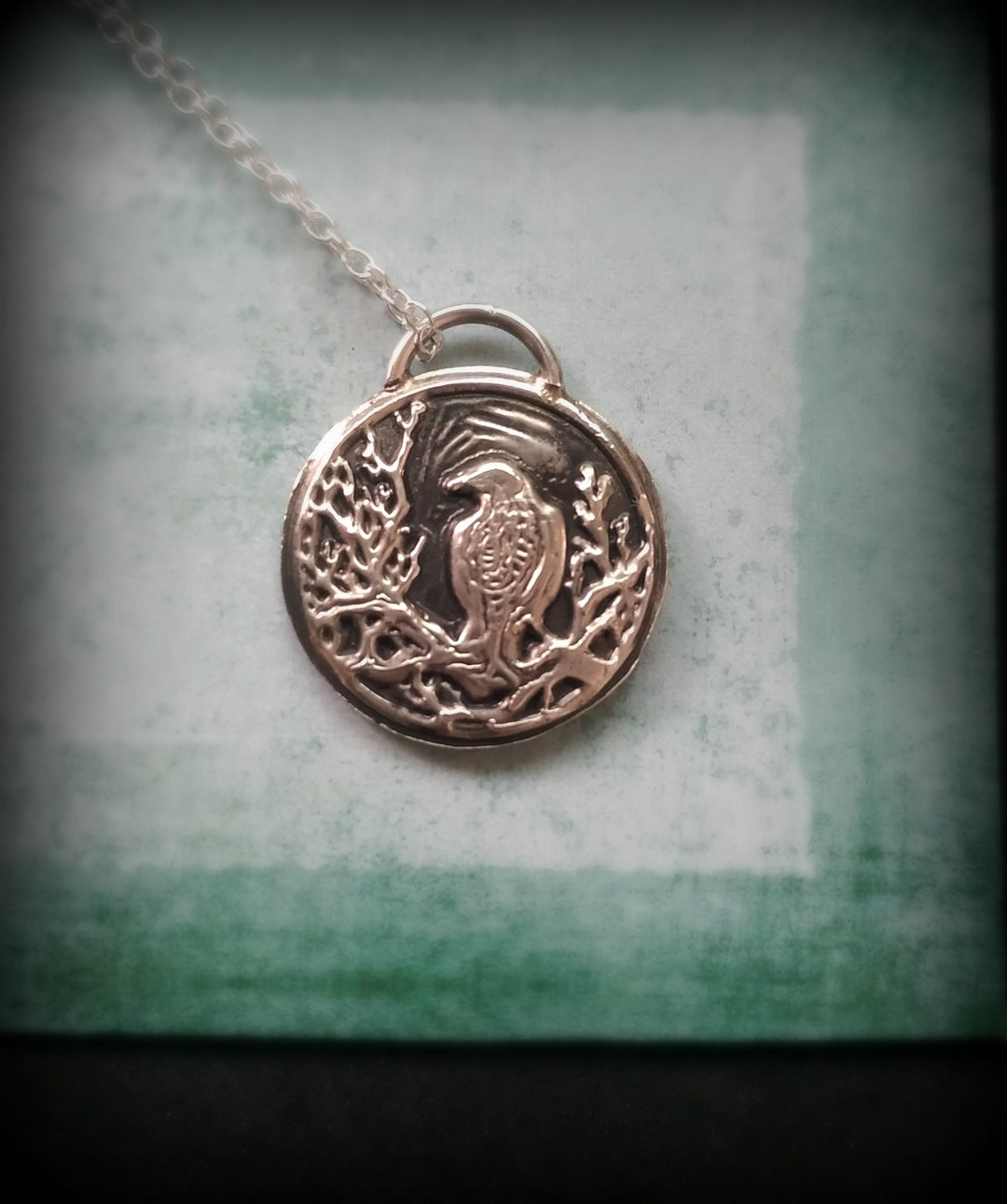 Raven Wax Seal Necklace - Crow Wax Seal Necklace - Crow Silver Jewelry ...