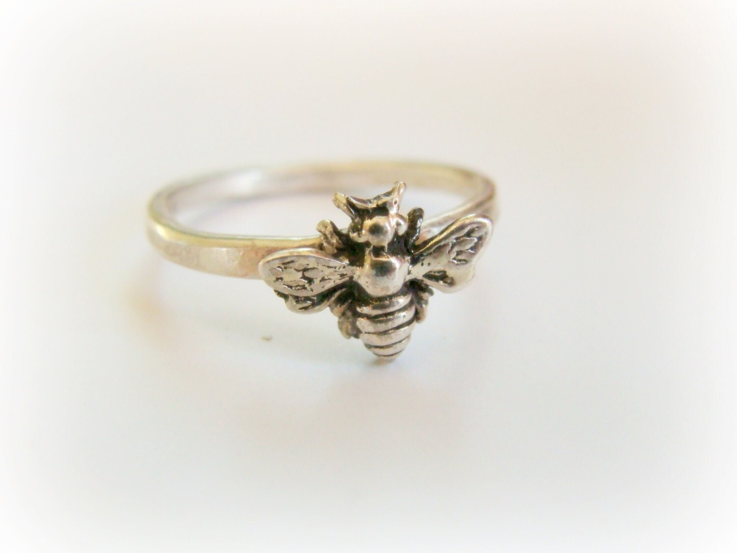 Simple Tiny Silver Bee Ring - Silver Stacking Ring - Little Bee Ring ...