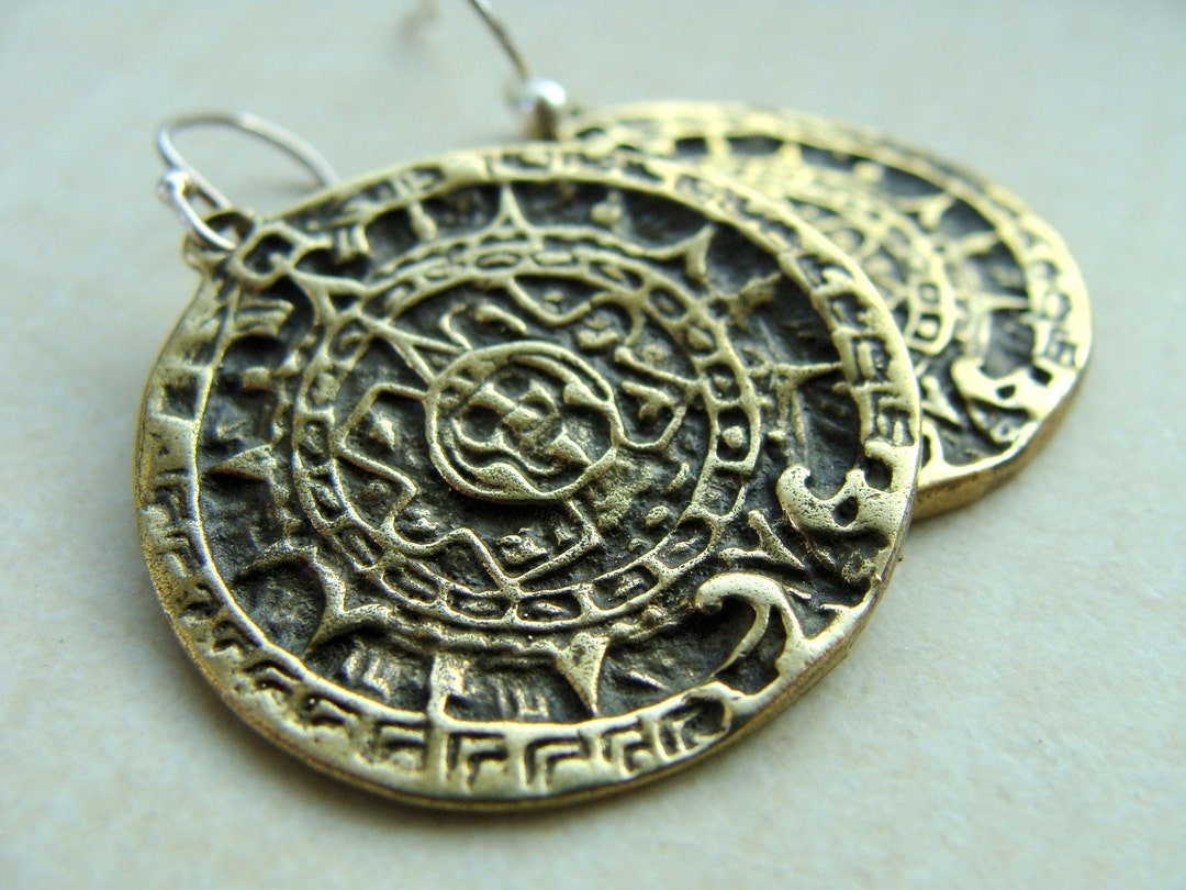 Mayan Disk of Sun Jewelry - Mayan Earrings - Mayan Calendar Jewelry ...