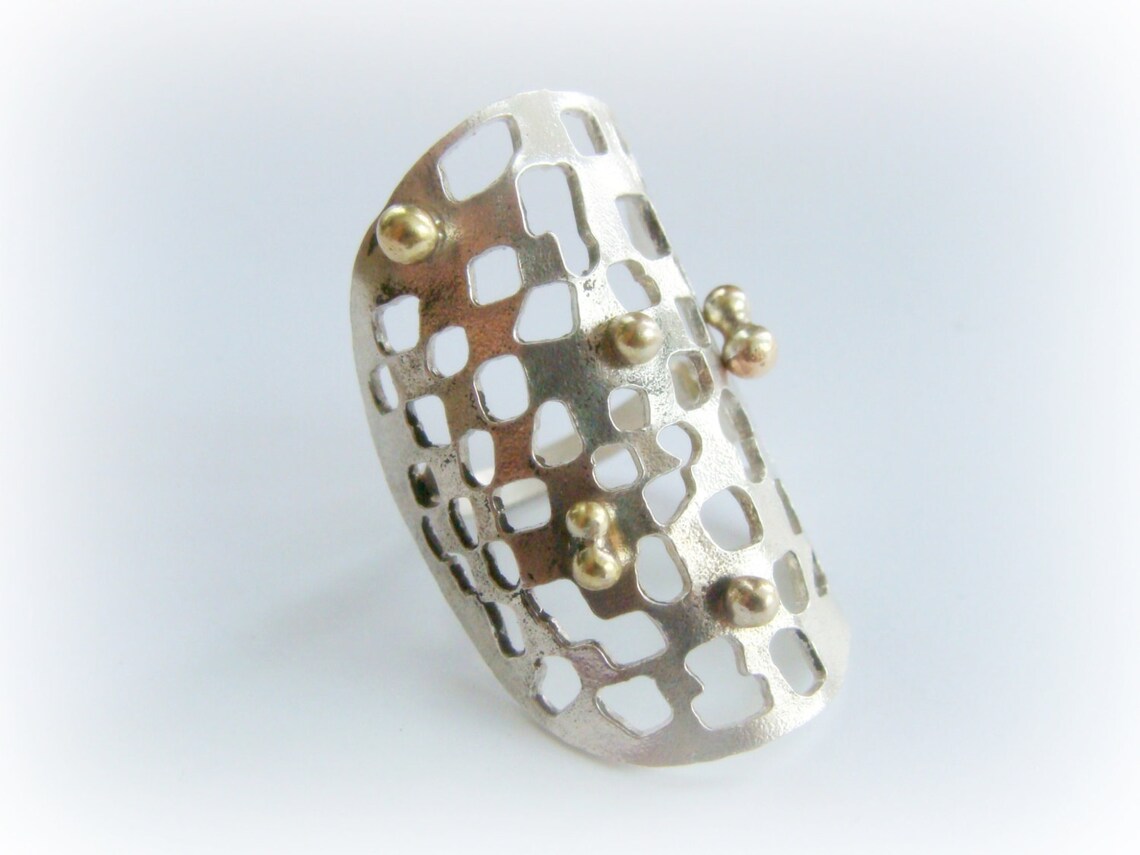 Modern Armor Ring Armor Ring Sterling Silver Half Finger - Etsy