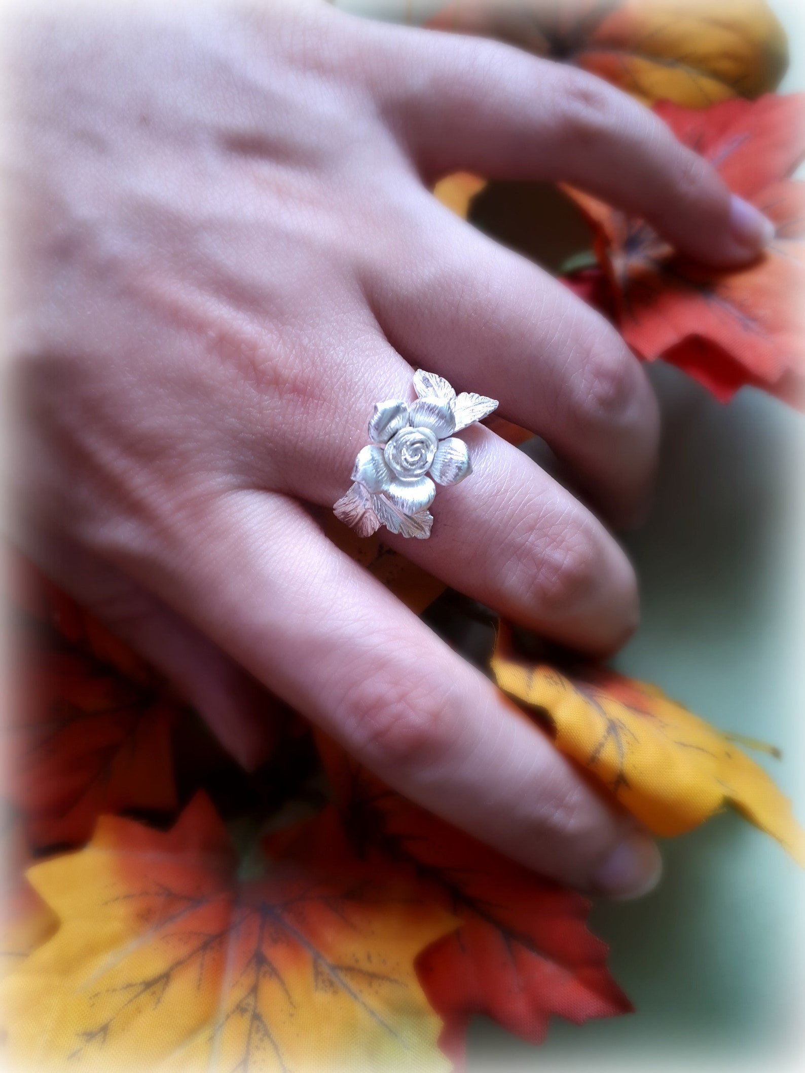 Rose Ring Sterling Silver Rose Ring Realistic Rose Ring - Etsy