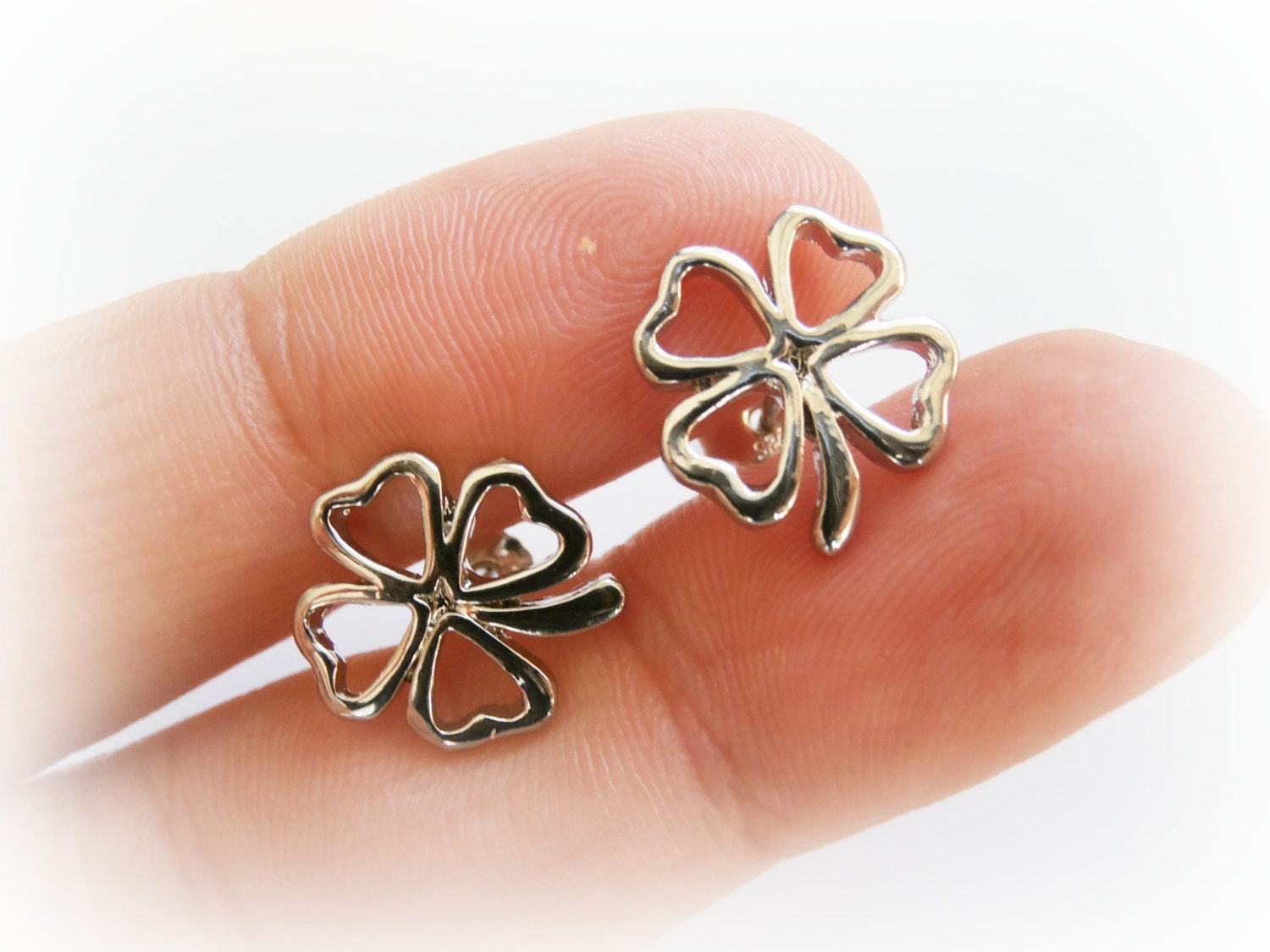 Tiny Lucky Clover Stud Earring - Clover Silver Studs - Lucky Clover ...