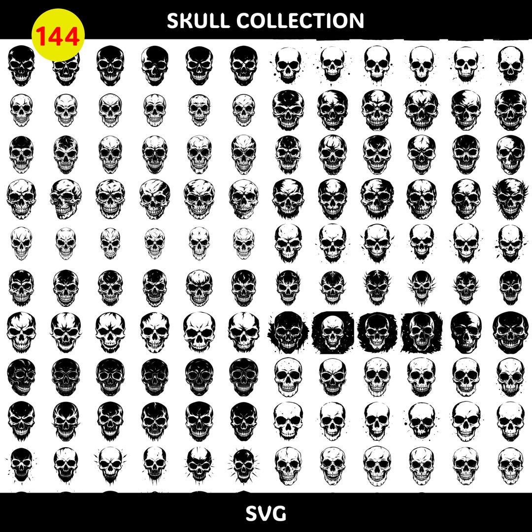 144 Skull SVG Collection – Skull Svg, Skull Head Svg, Skull Clipart ...