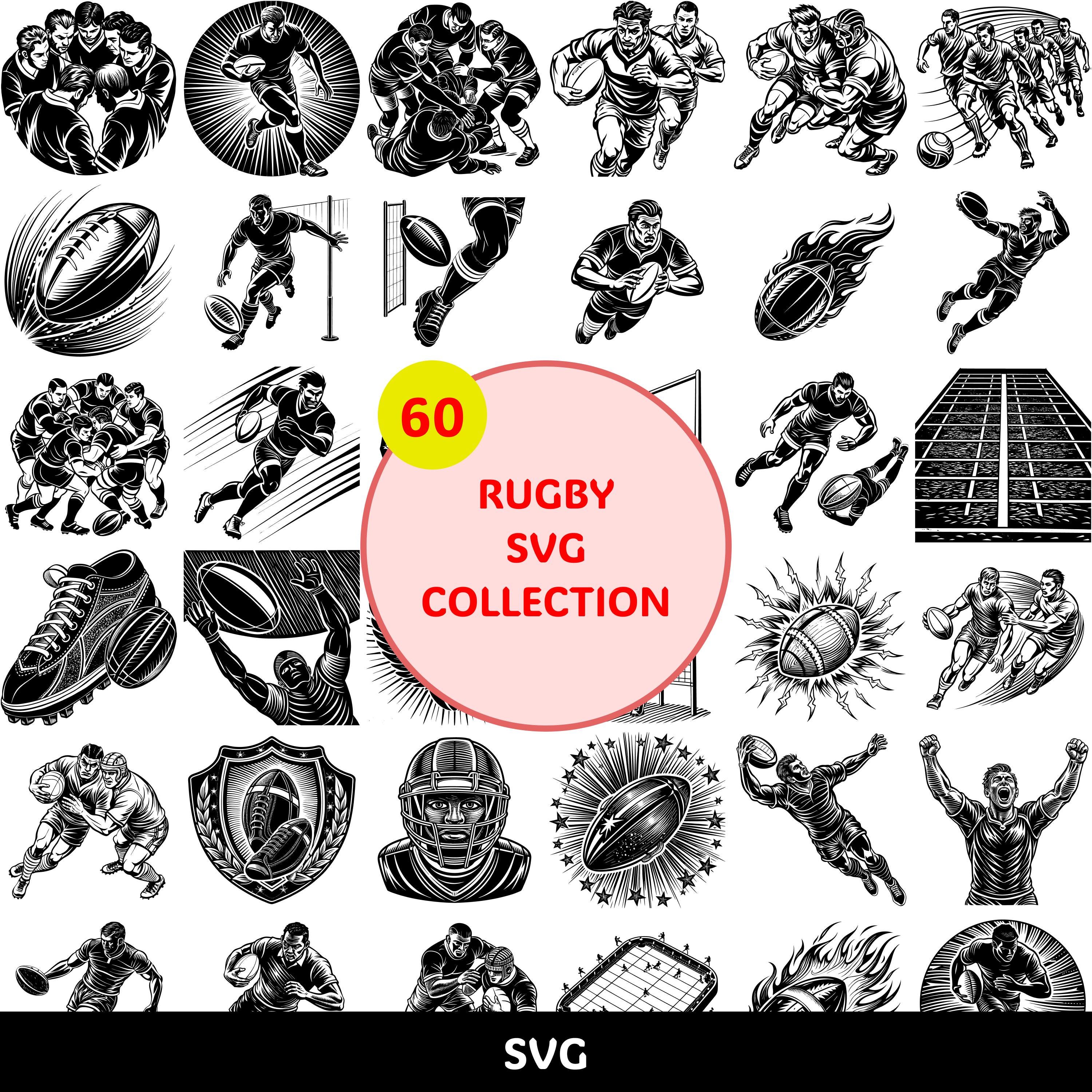 60 Sport Rugby SVG Collection - Rugby SVG Bundle, Rugby Ball SVG, Rugby ...