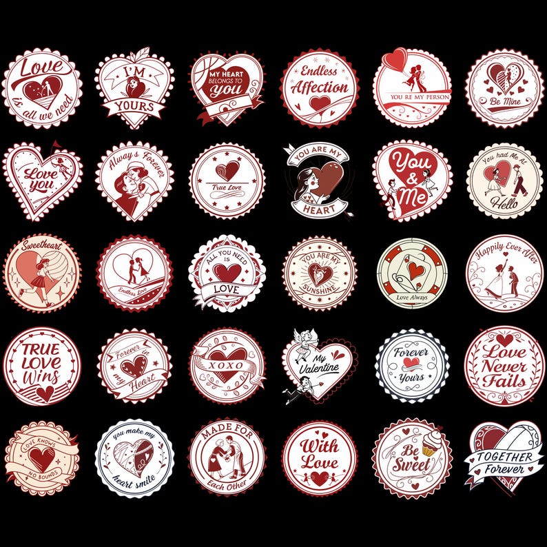 30 Retro Love Badge SVG: HEART Doodle, Heart Svg, Love Svg, Cute Heart ...