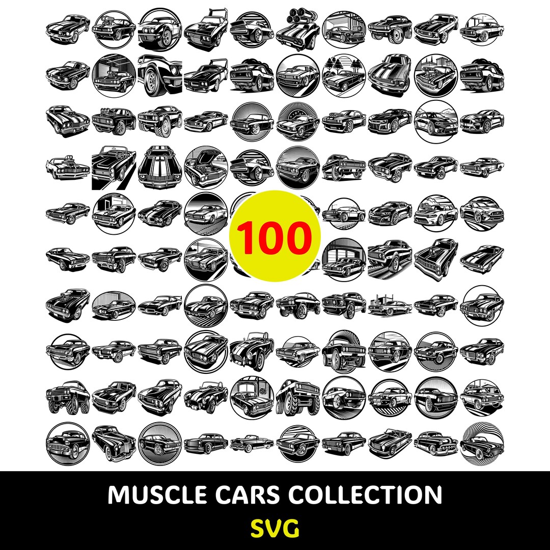 100 Muscle Car SVG Bundle - Vintage Car Svg, Hot Rod SVG, Retro Car Art ...