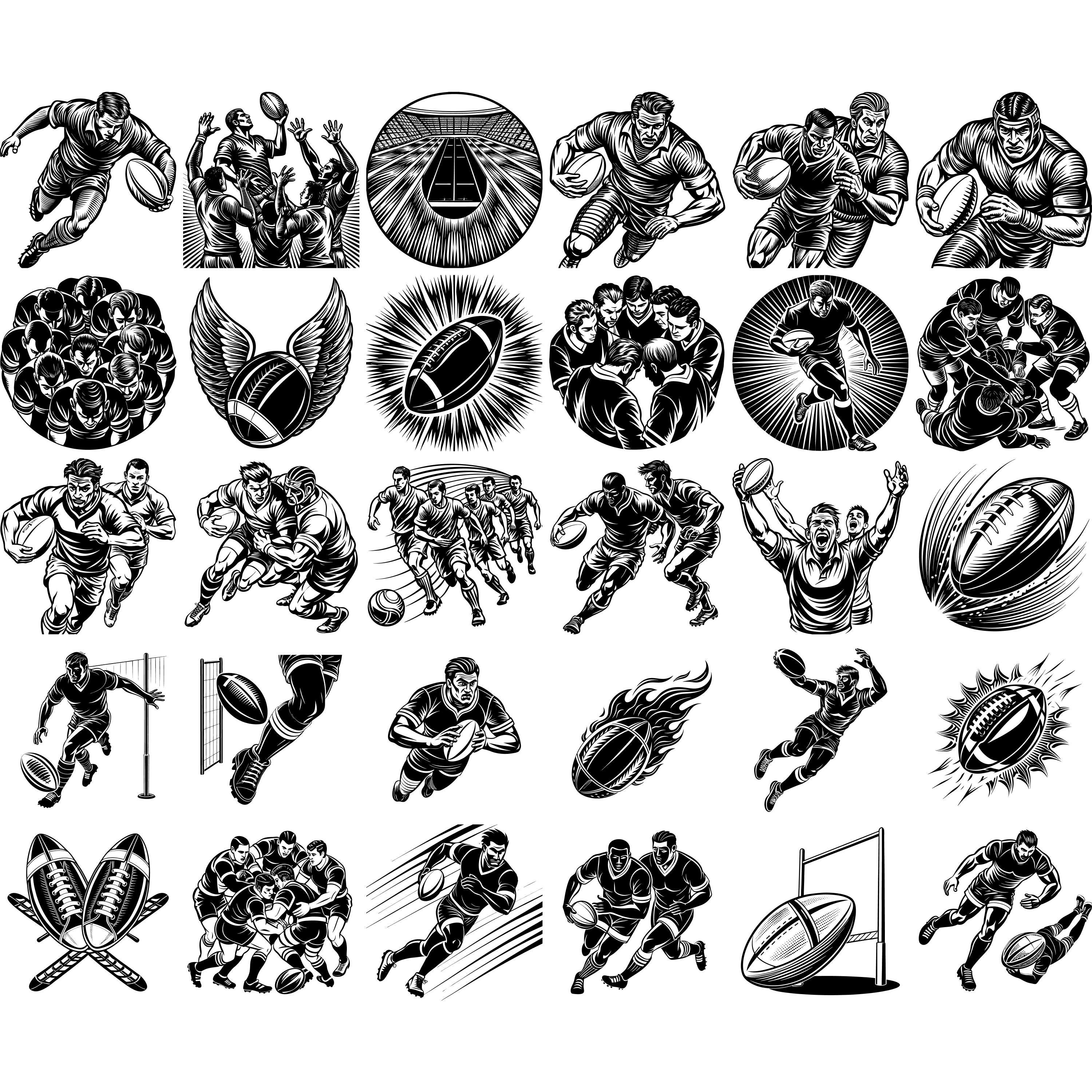 60 Sport Rugby SVG Collection - Rugby SVG Bundle, Rugby Ball SVG, Rugby ...