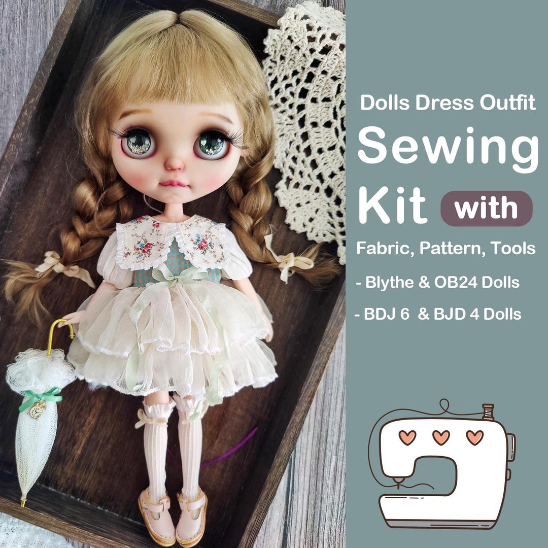 Vintage Blythe Dress Outfit Sewing Kit, Doll Clothing Sewing Kit for ...