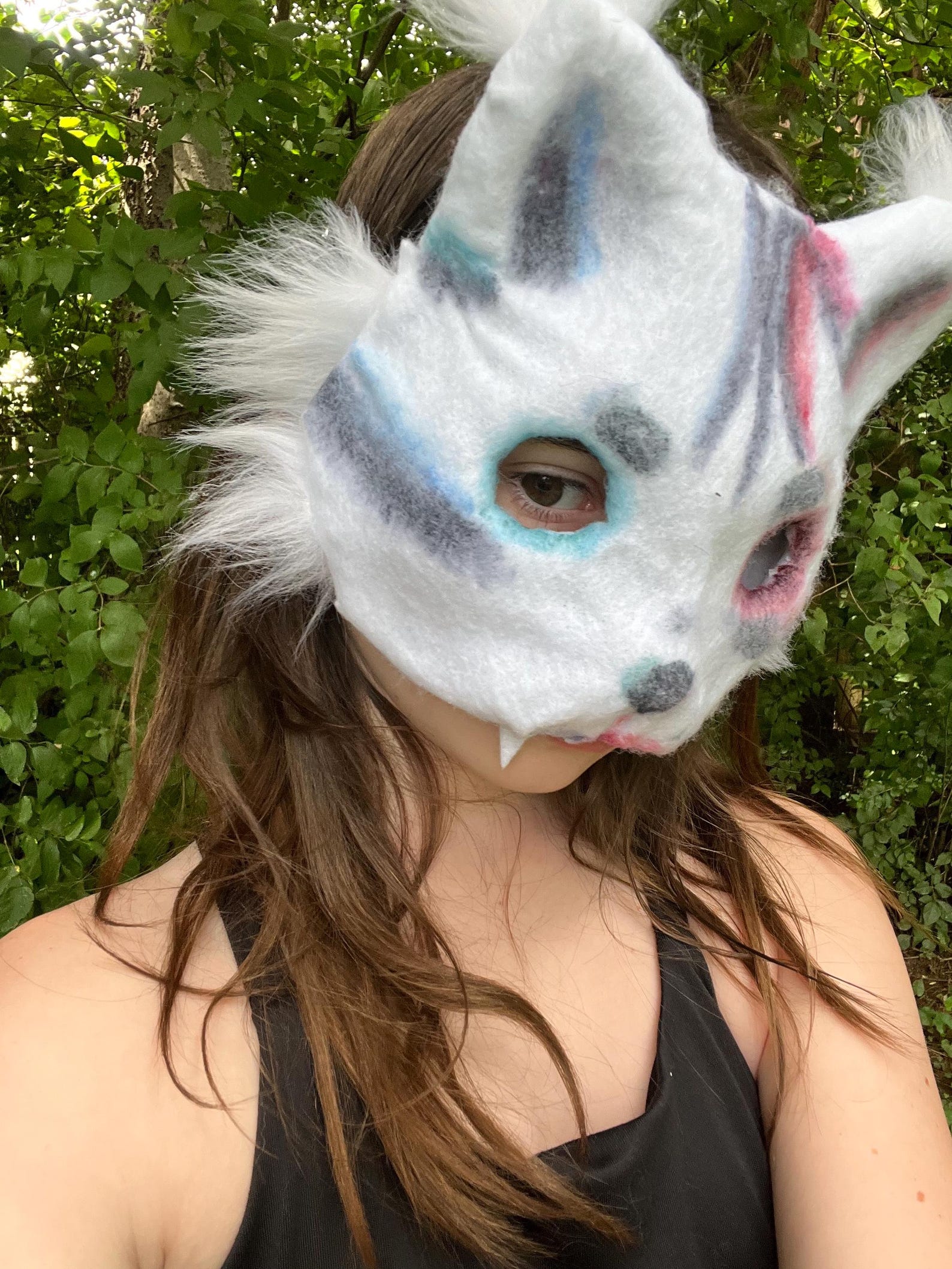 Hydrophobic Red, Gray and Blue Cat Therian Mask - Etsy