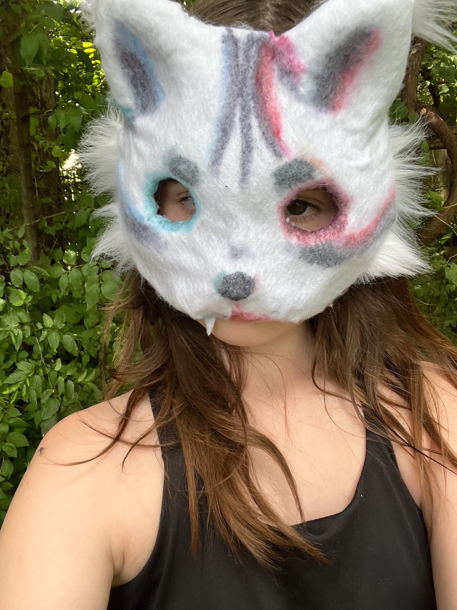 Hydrophobic Red, Gray and Blue Cat Therian Mask - Etsy