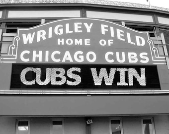 Chicago Cubs Wrigley Field Back of Scoreboard Sign Black and White ...