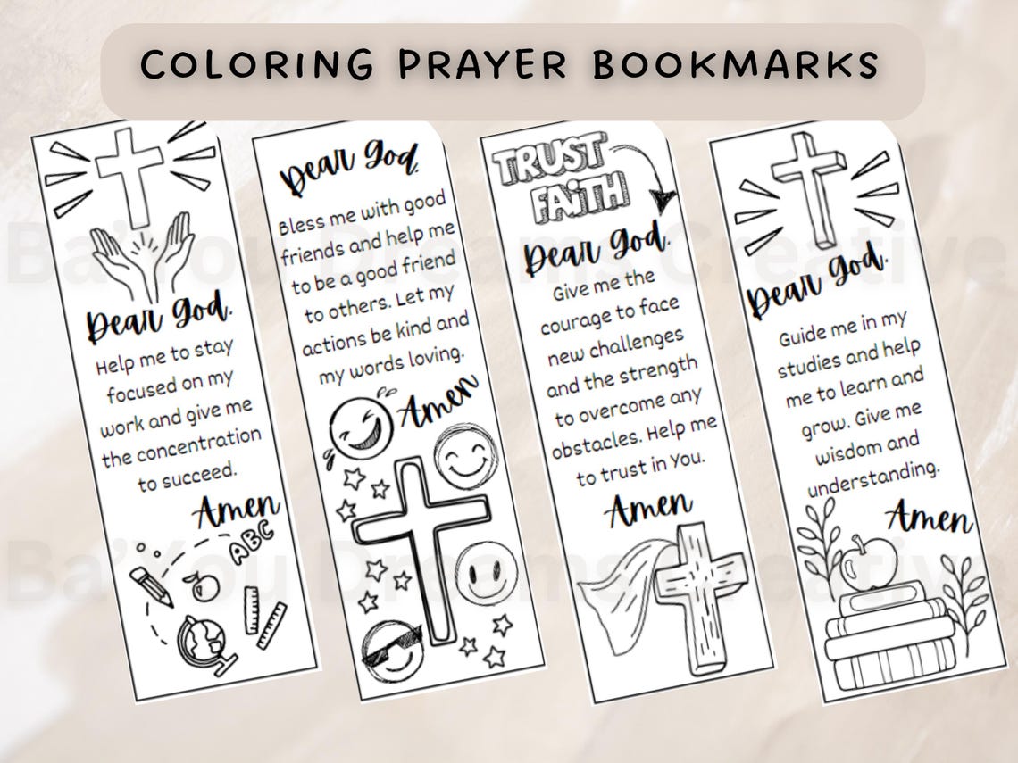 Printable Prayer Bookmarks to Color, Bookmarks With Prayers for ...