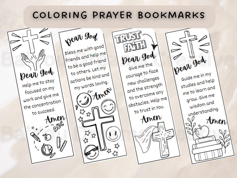 Printable Prayer Bookmarks to Color, Bookmarks With Prayers for ...