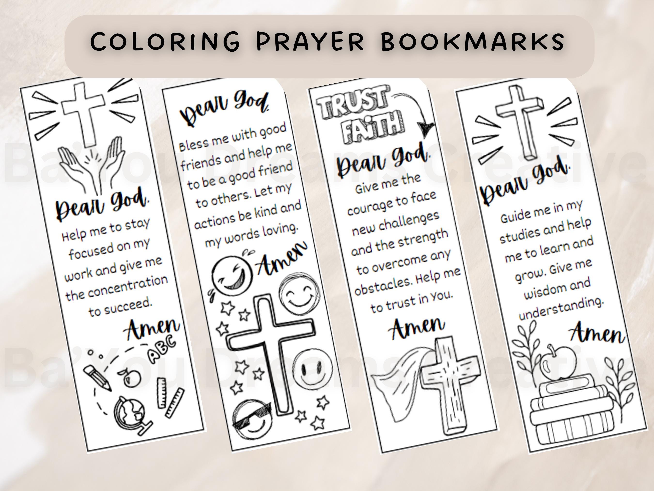 Printable Prayer Bookmarks to Color, Bookmarks With Prayers for ...
