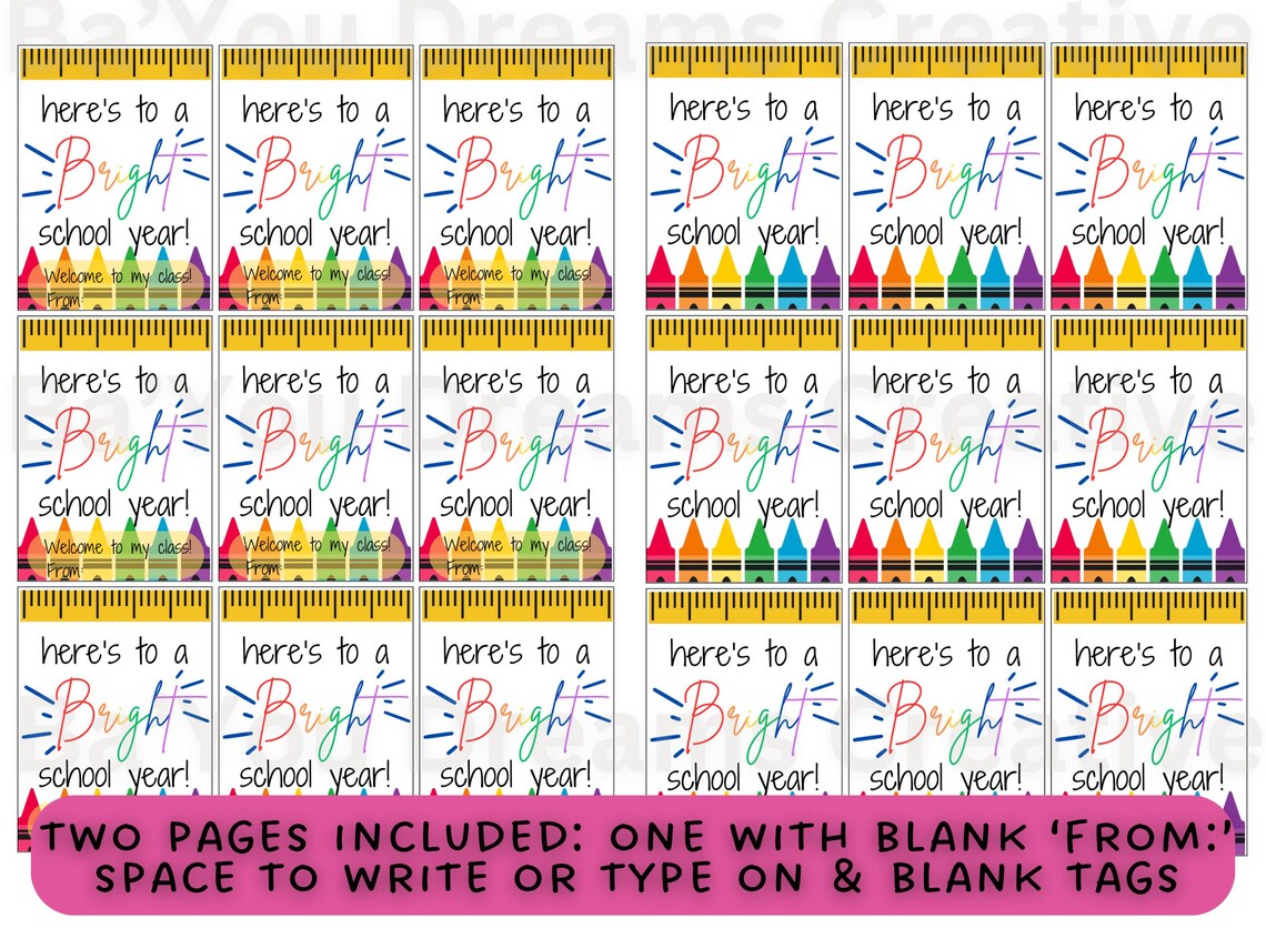 Printable Back to School Gift Tag, First Day of School Gift Tag for ...