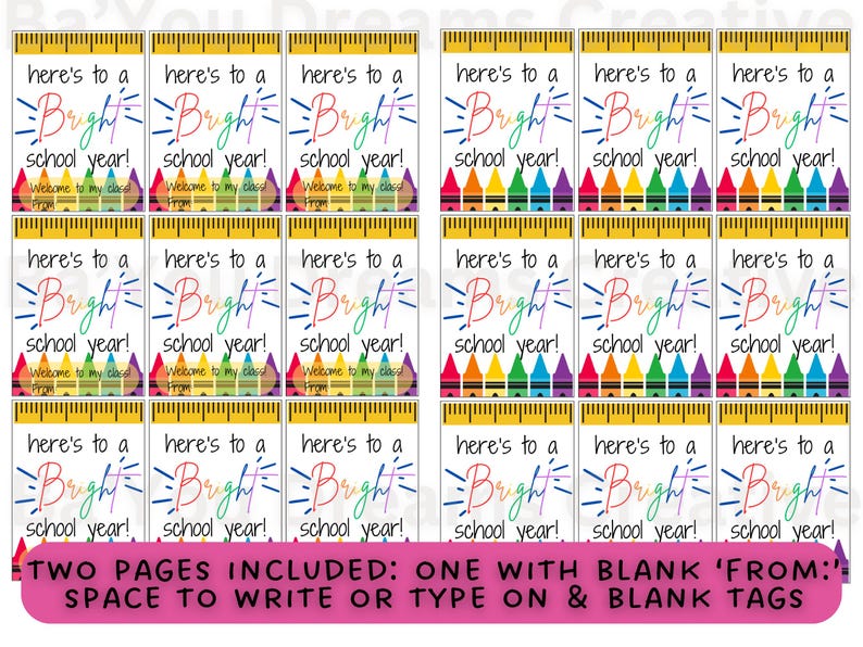 Printable Back to School Gift Tag, First Day of School Gift Tag for ...