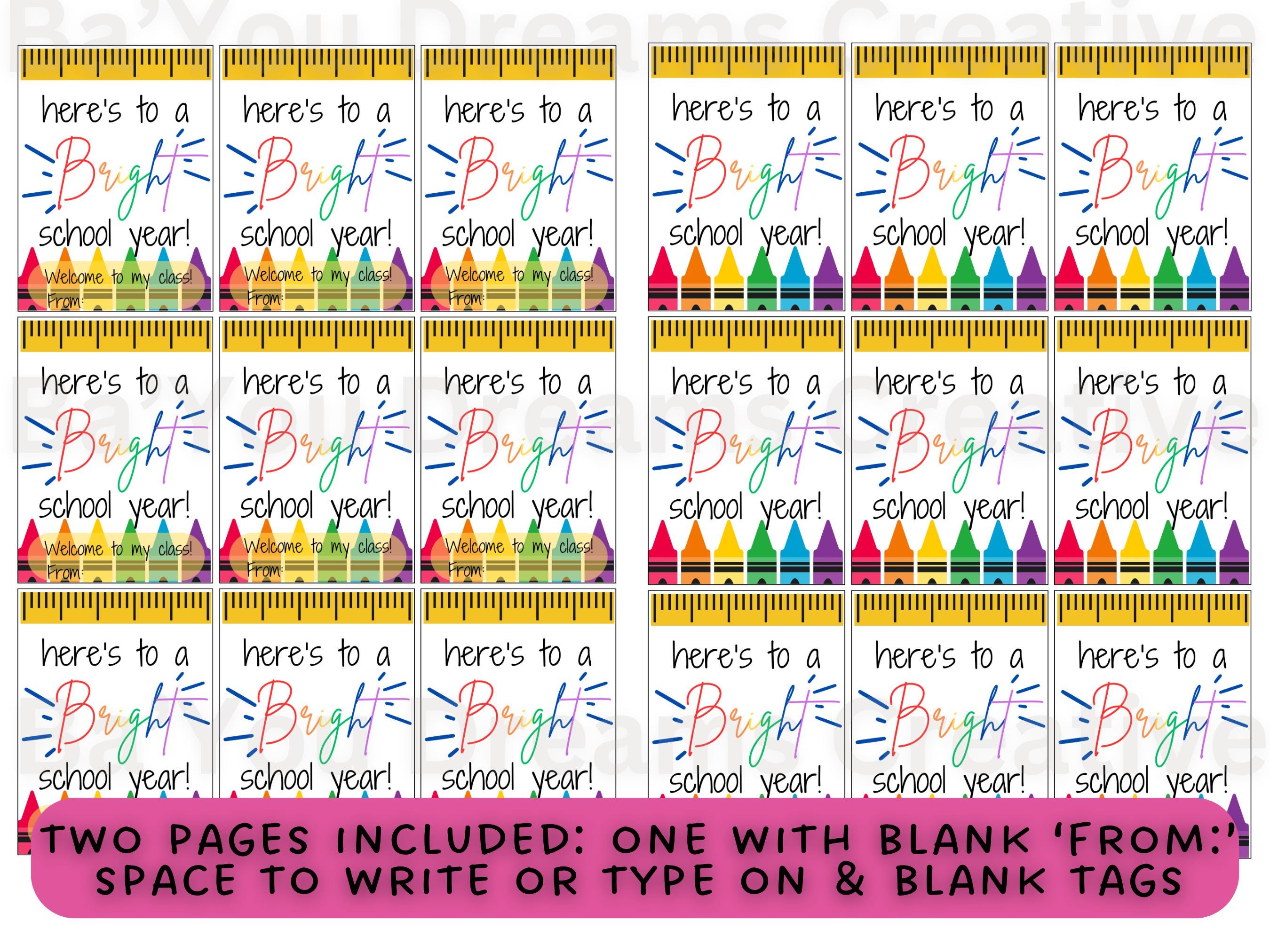 Printable Back to School Gift Tag, First Day of School Gift Tag for ...