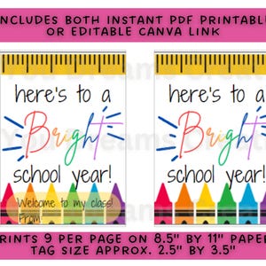 Printable Back to School Gift Tag, First Day of School Gift Tag for ...